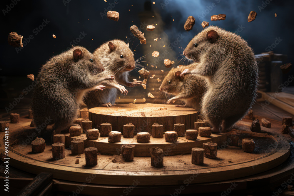 A concept illustration of the "whack-a-mole" effect, symbolizing the ...