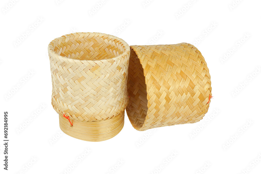 KRATIB Wooden sticky rice box Thai style on white background, Rice ...