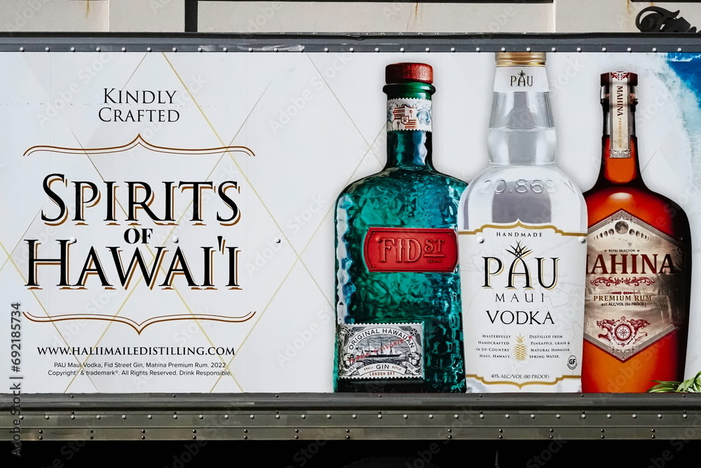 Honolulu, HI - December 10, 2023: Haliimaile Distillery products ...