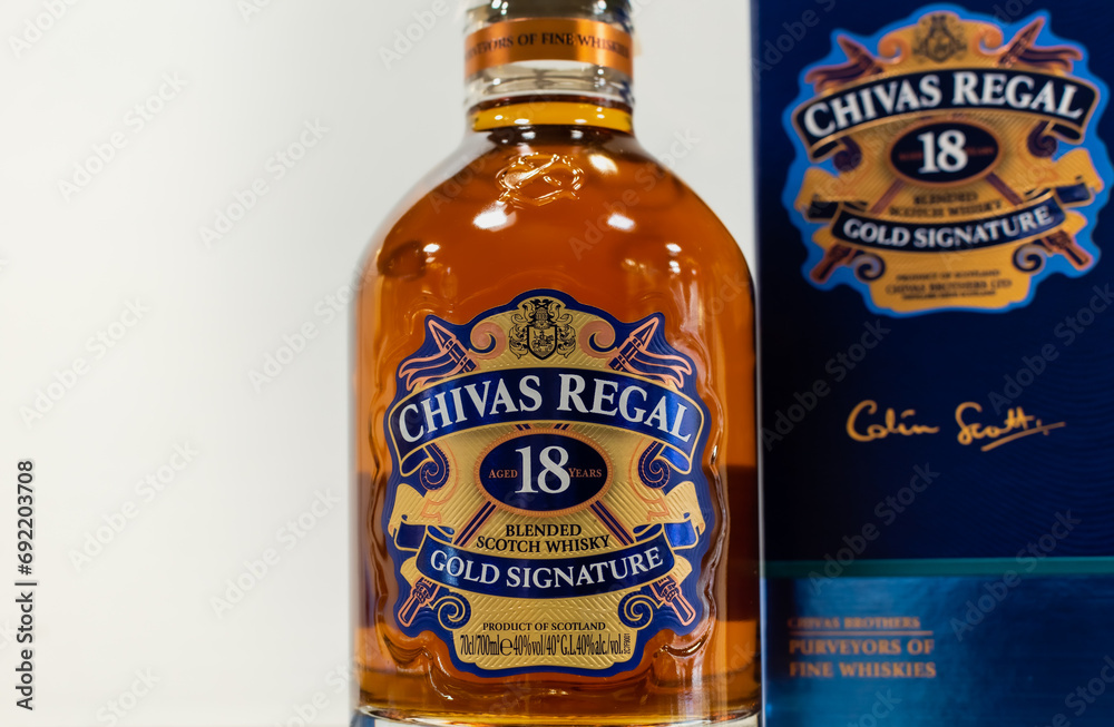 Bottle of blended scotch whisky Chivas Regal Gold Signature 18 years ...