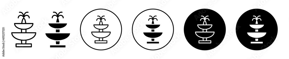 Fountain with water splashing icon. garden water sprinkler fountain ...