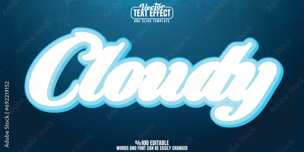 Cloud editable text effect, customizable white and soft 3D font style ...