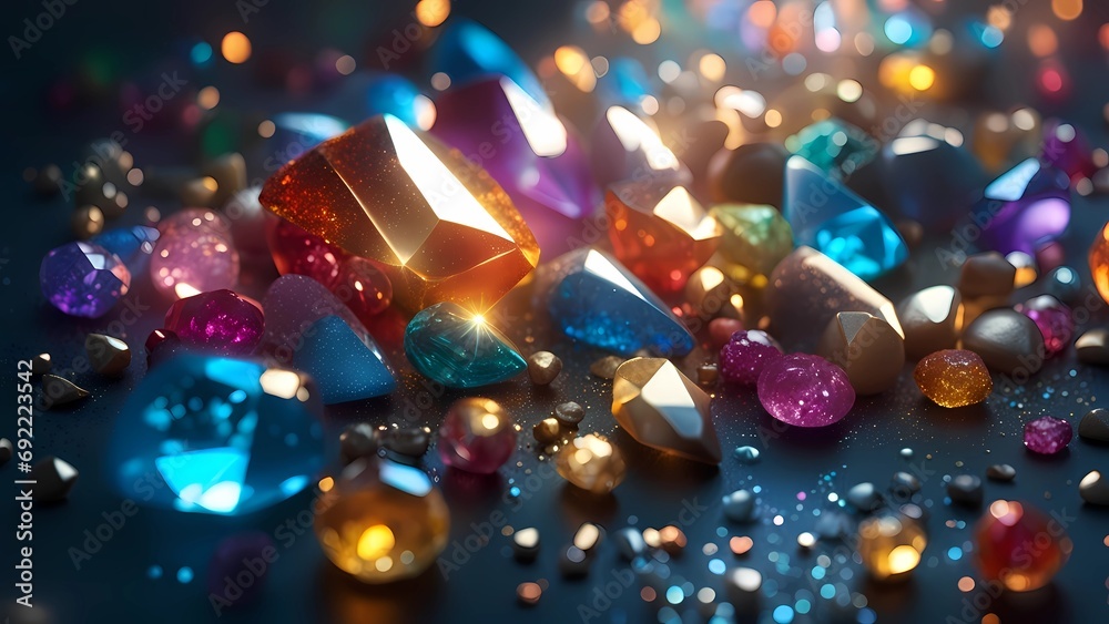 sparkling elements, crystals, the light is elegantly diffused across ...