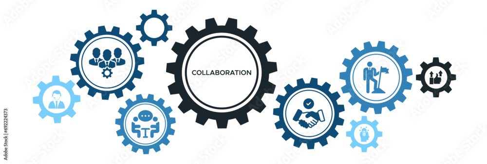Collaboration banner web icon vector illustration concept for teamwork ...