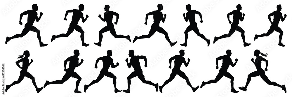 Runner silhouettes set, large pack of vector silhouette design ...