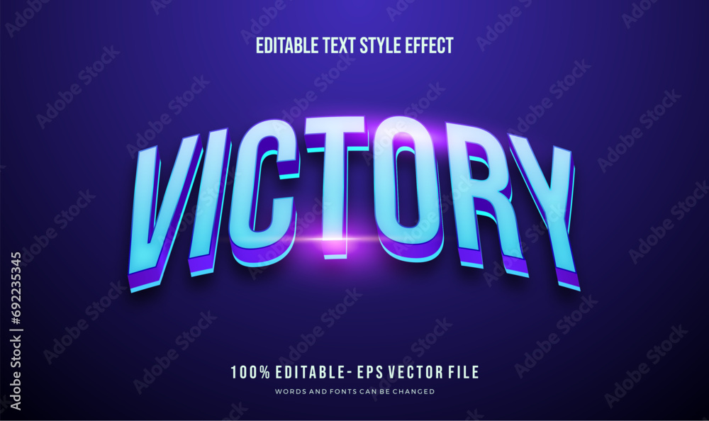 Editable text effect shiny blue. Text style effect. Editable fonts ...