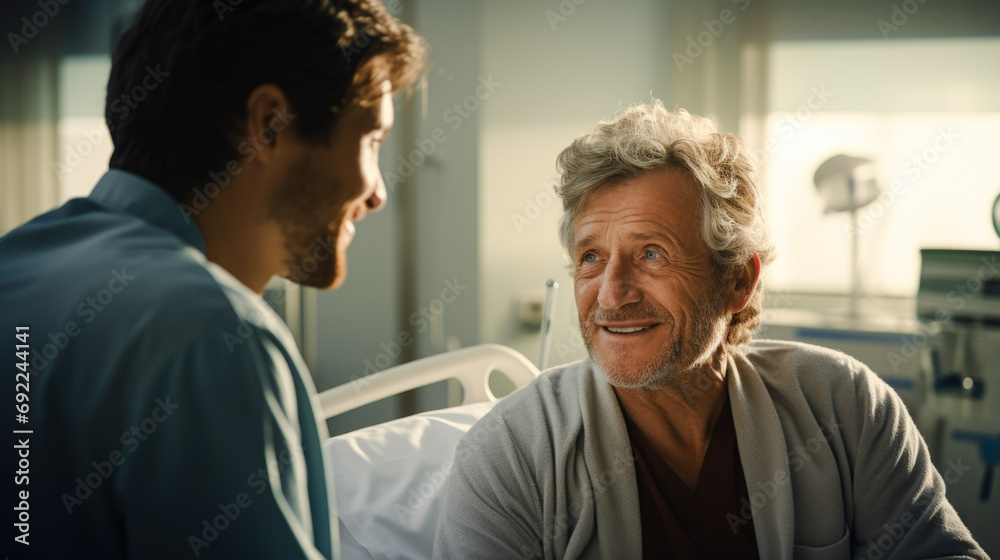 Emotionally charged photo doctor delivering positive newspatient in a ...