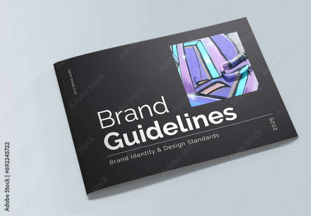 Modern Brand Guidelines Layout with Teal and Purple Accents Stock ...
