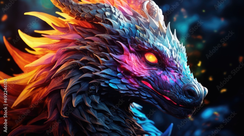 mythical creature, like a dragon or unicorn, with its scales or fur ...