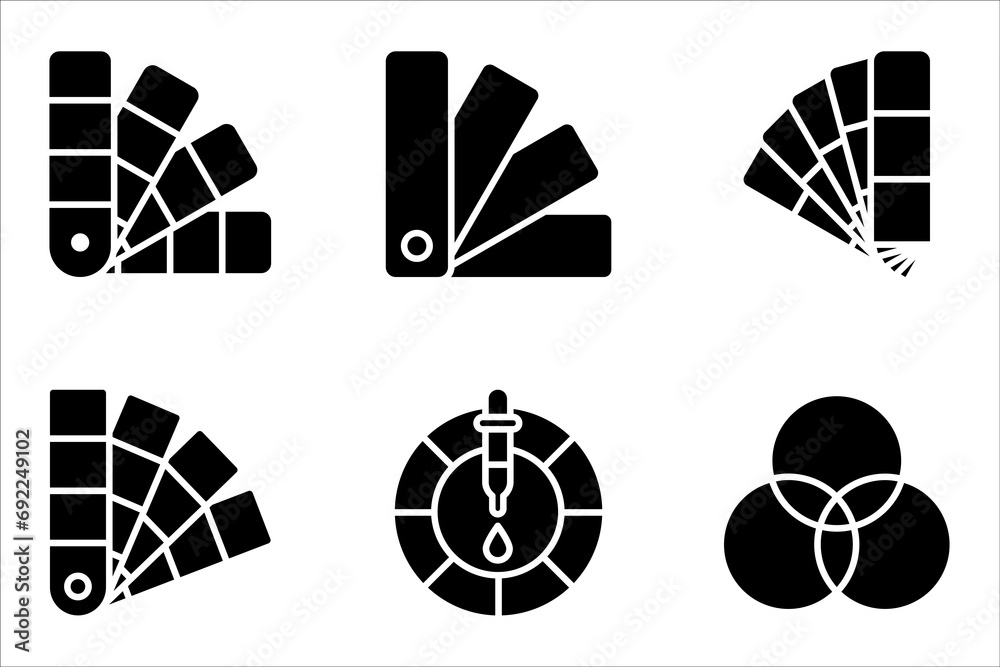 pantone icon set. Printing sign. Color Guide Book icon set on white ...