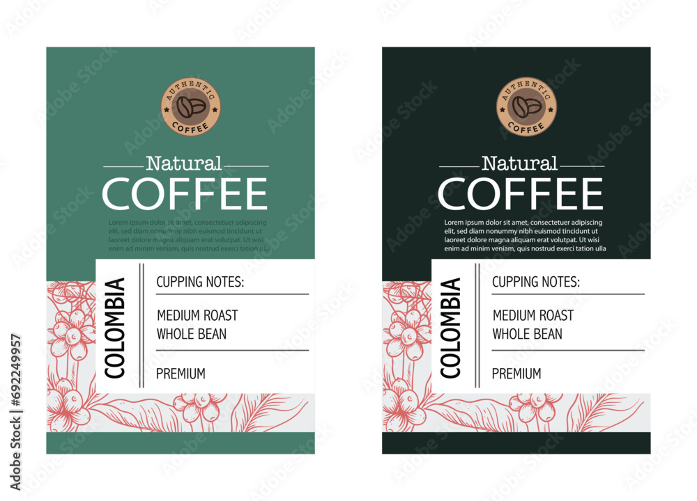 coffee tree and farmer of ink drawing sketch on background for label ...