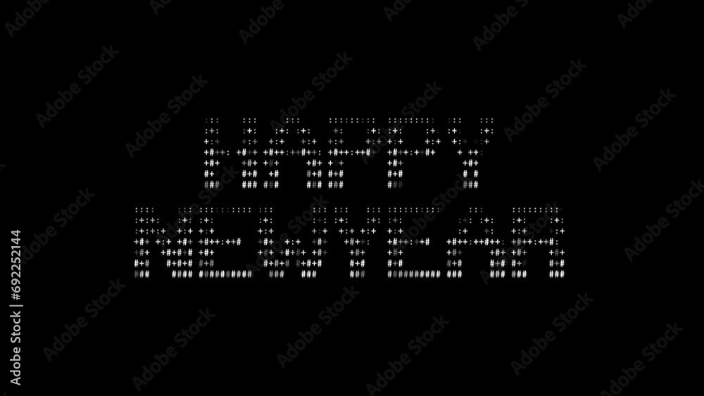Happy New Year ascii animation on black background. Ascii art code ...