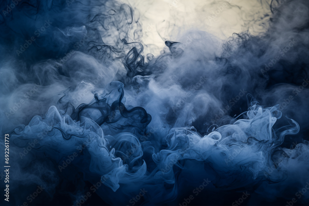 Smoke mist texture. Mysterious blue, grey, black colors in a smokey ...