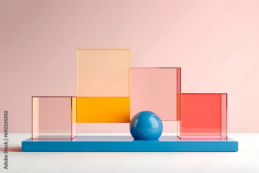 Transcendent Reflections Glossy Glass Shapes on a Mirror-like Surface ...