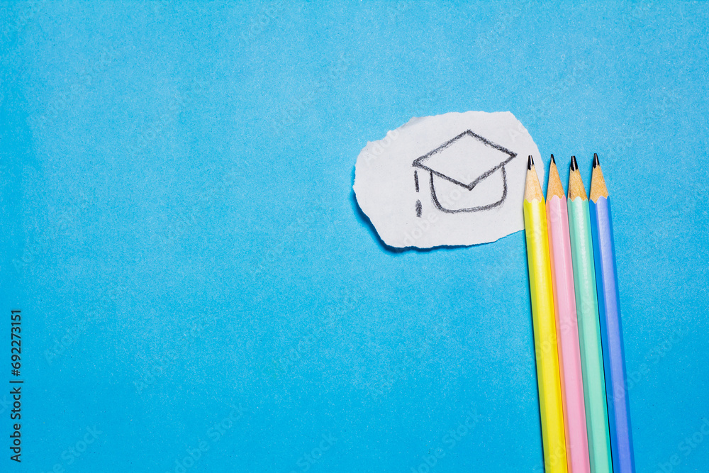 pencil drawing of graduation cap, education learning concept Stock ...