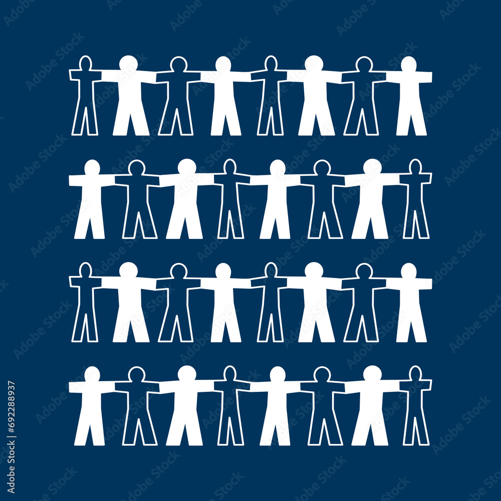 Unity together of social community. Paper dolls with diverse people ...