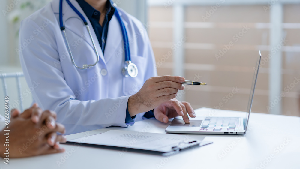 Doctor and patient are discussing consultation about symptom problem ...