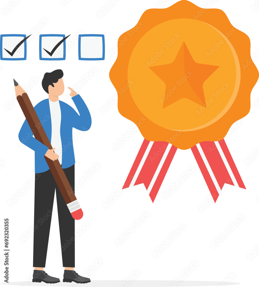 Businessman with employee check quality with passed checklist. Quality ...