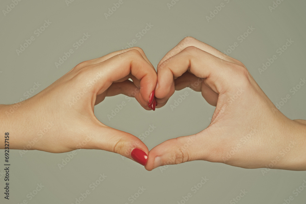 Heart from hands. Love, friendship concept. Man and woman hand in heart ...