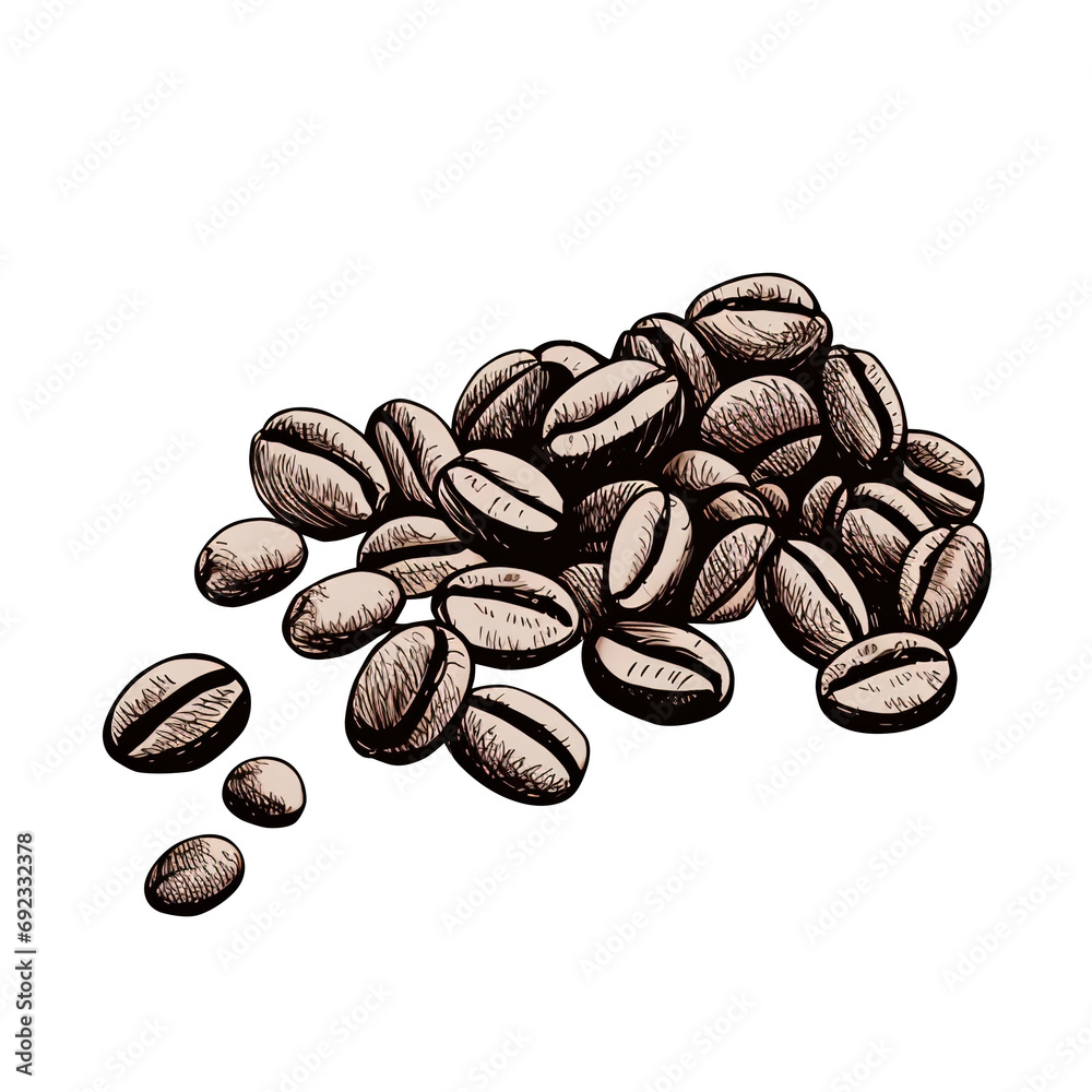 Set of roasted coffee beans clipart, bunch of coffee bean isolated on ...