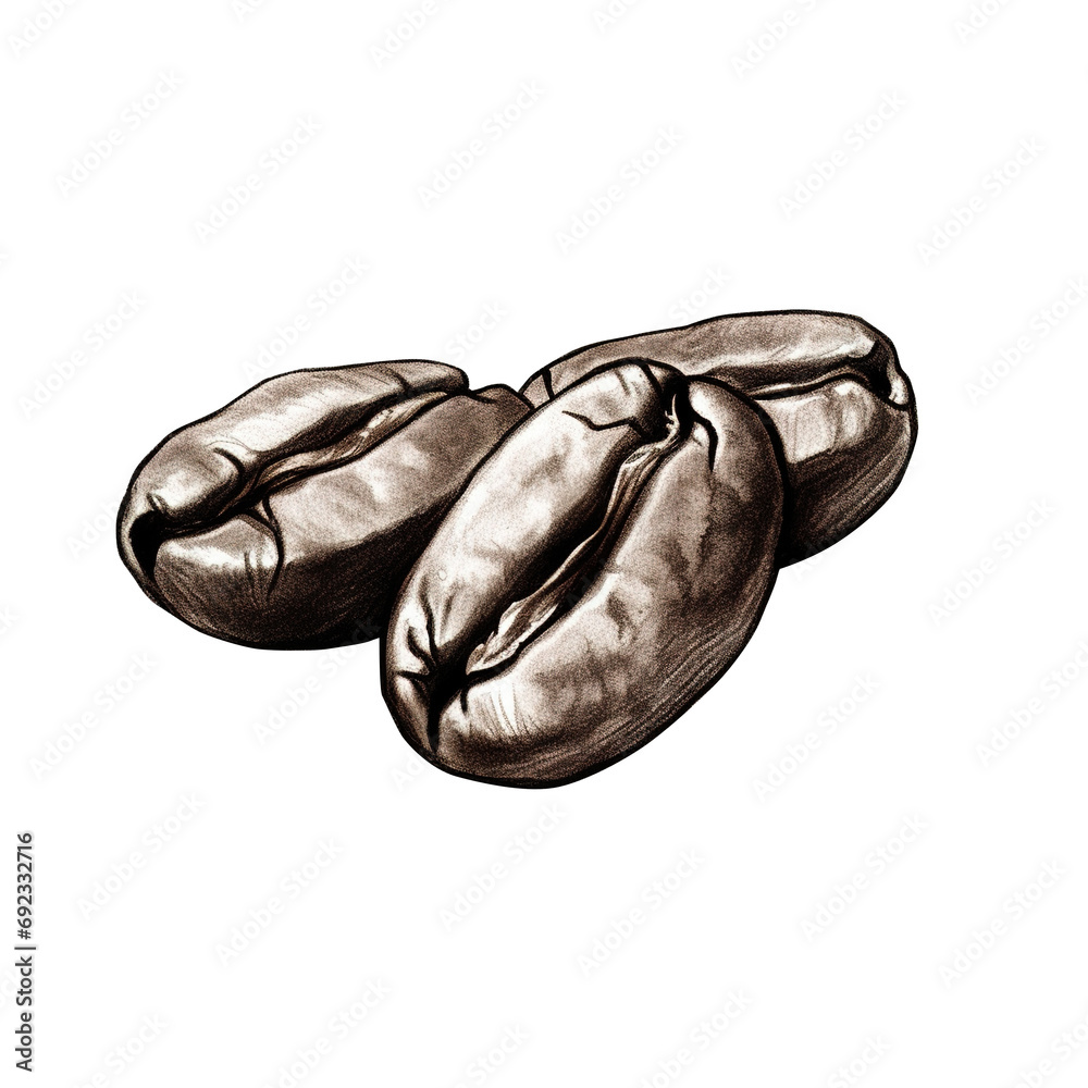 Three roasted coffee beans isolated on transparent background, clipart ...