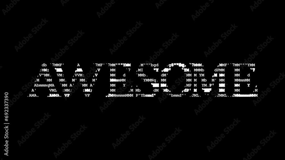 Awesome ascii animation loop on black background. Ascii code art ...