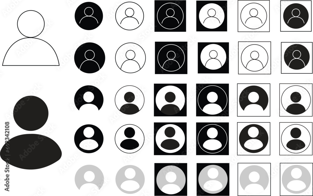 Vecteur Stock Flat Avatars, user profiles, person icons Set in black ...