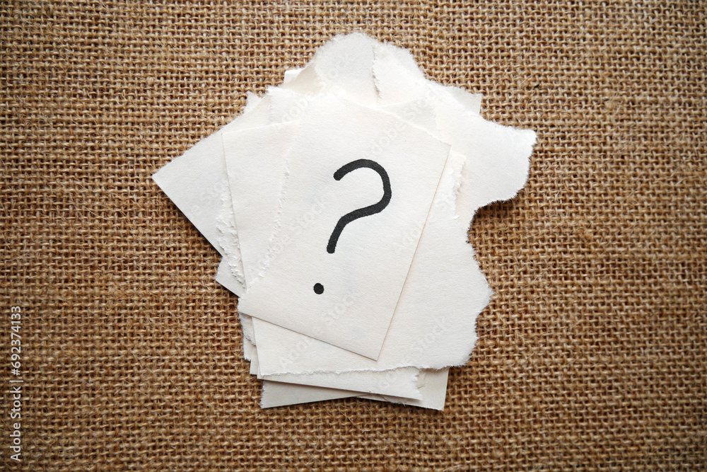 Collection of question mark paper. Torn paper with question mark on ...