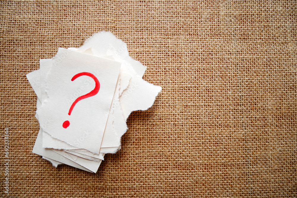 Collection of question mark paper. Torn paper with question mark on ...