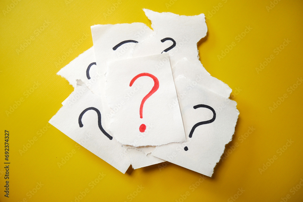 Collection of question mark paper. Torn paper with question mark on ...