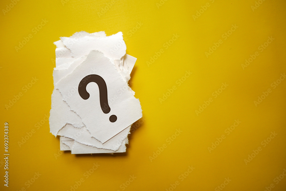 Collection of question mark paper. Torn paper with question mark on ...