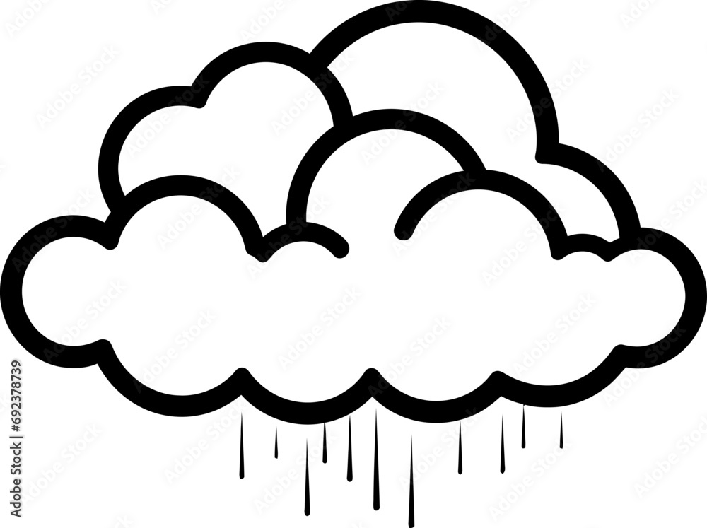 Rain cloud silhouette in black color. Vector template for laser cutting ...