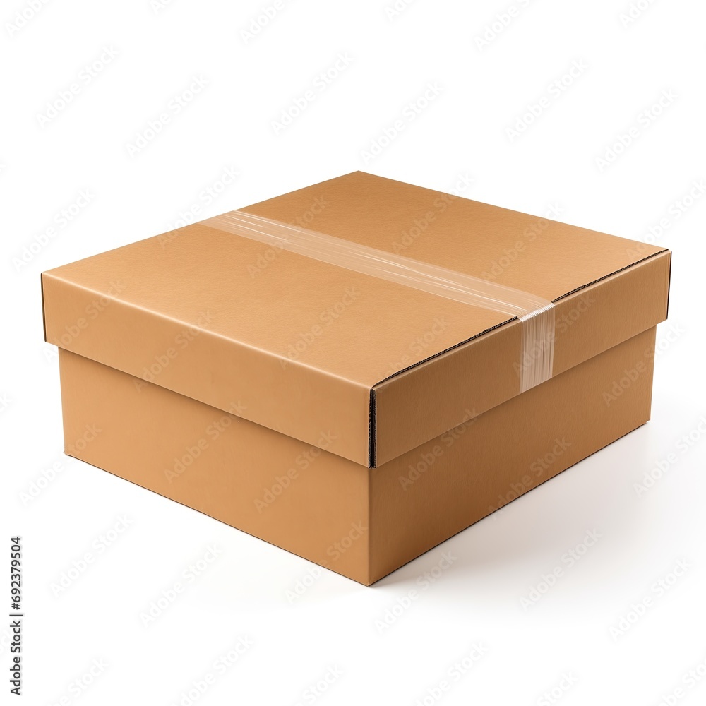 Isolated cardboard box on white background. Pasteboard box. Carton box ...