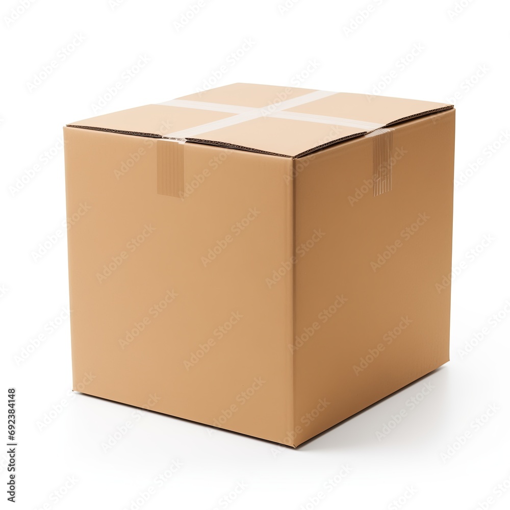 Isolated cardboard box on white background. Pasteboard box. Carton box ...