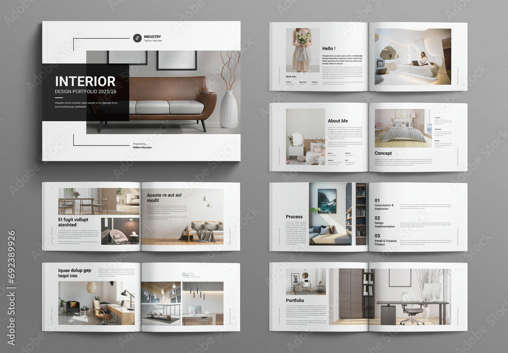 Interior Design Portfolio Template Landscape Stock Template | Adobe Stock