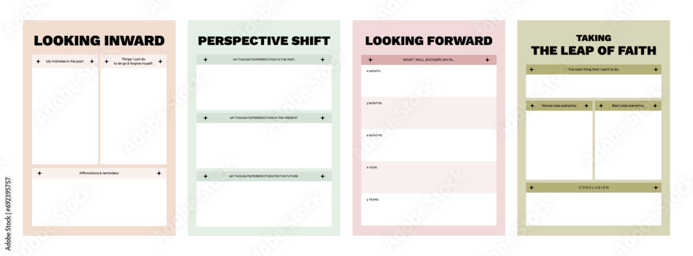 Set of printable vector intention, affirmation, manifestation planner ...