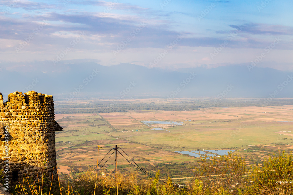 travel to Georgia - tower of fortification wall of Signagi town over ...