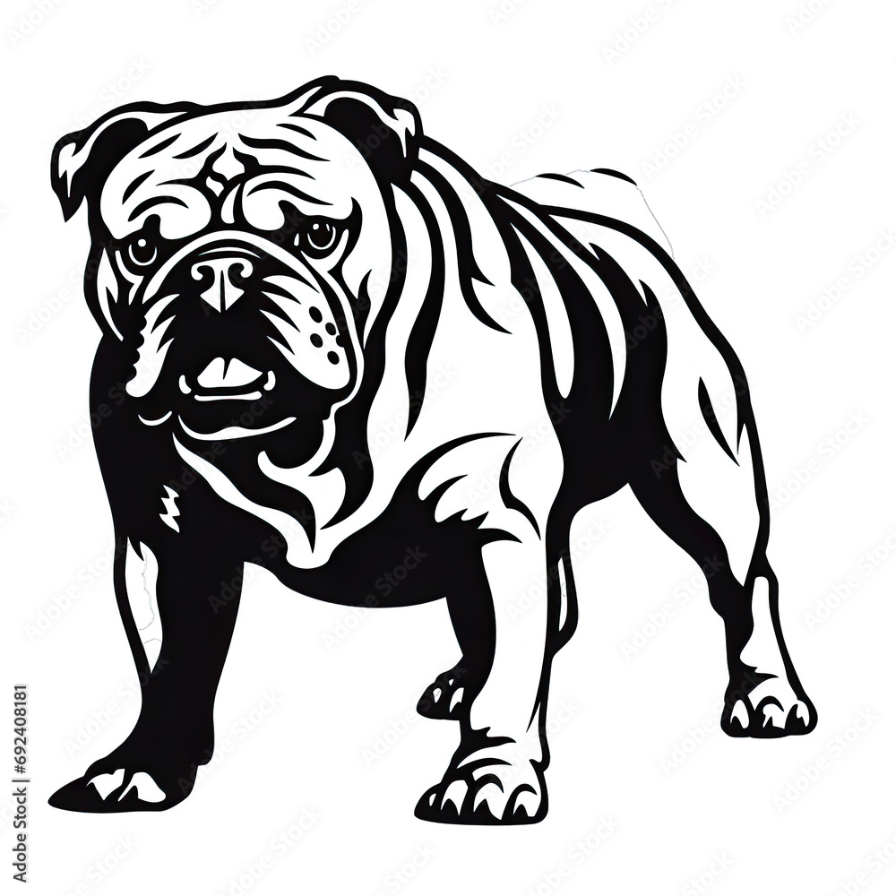 A Victorian Bulldog Dog Minimalistic 2d Silhouette. Isolated on a ...