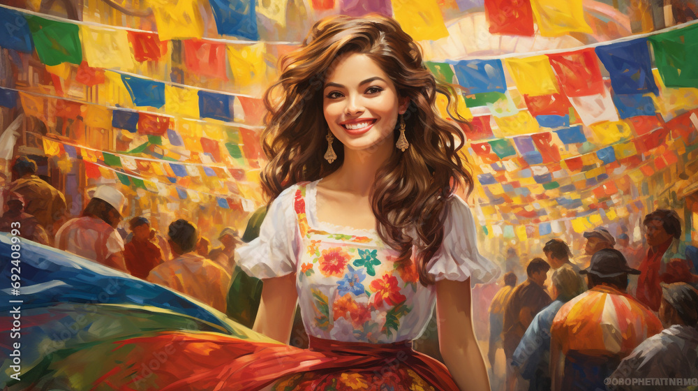 woman in a colorful dress a mestizo woman with Asian traits donning the ...