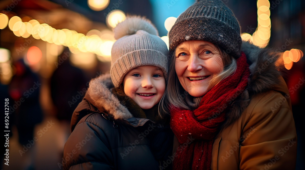 family profile picture for social media, grandma and granddaughter on a ...