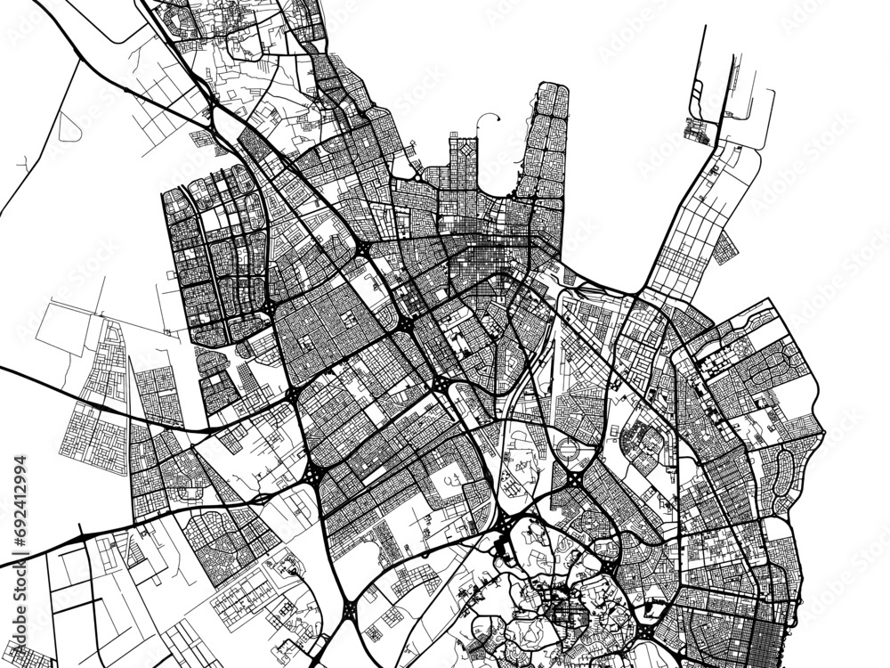 Vector road map of the city of Dammam in the Kingdom of Saudi Arabia ...