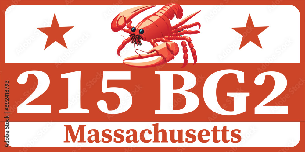 Vehicle license plates marking in Massachusetts in United States of ...