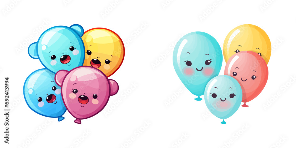 Cute cartoon balloons. Vector illustration Stock Vector | Adobe Stock