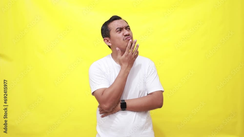 Man thinking, planning and inspiration idea, strategy plan or question ...