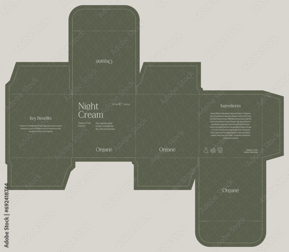 Editable vector box dieline for print. Packaging design for beauty ...