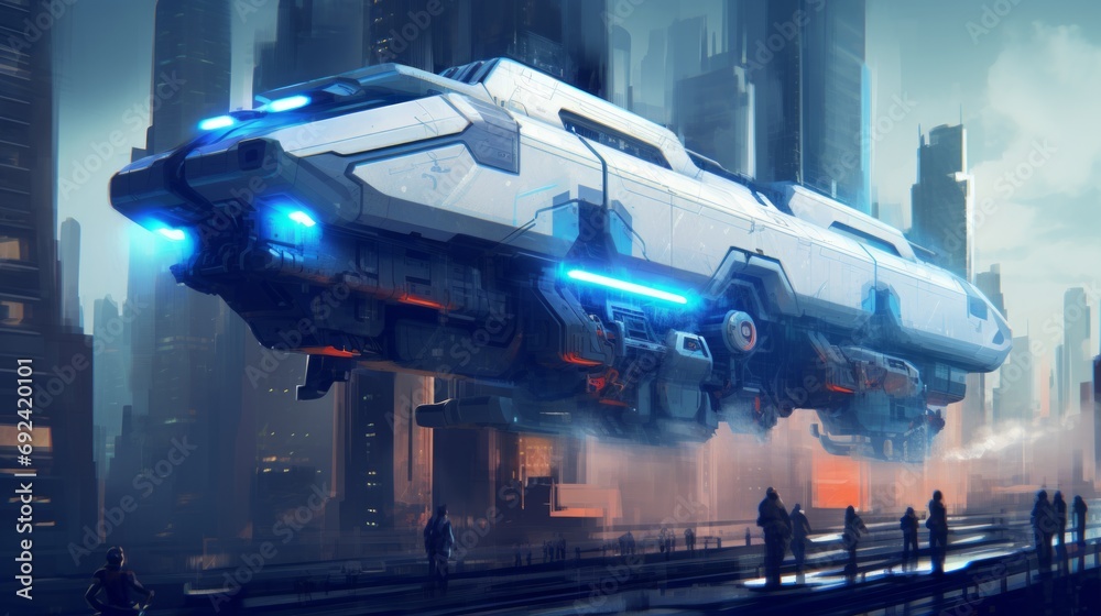 futuristic troop transport train with weapons Stock Photo | Adobe Stock