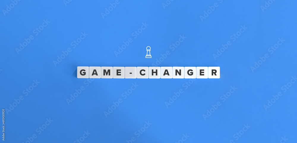 Game-changer Word and Concept Image. Letter Tiles on Flat Blue ...