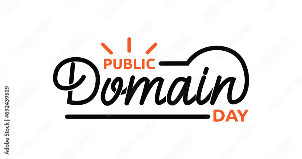 Public Domain Day Handwritten text calligraphy vector illustration ...