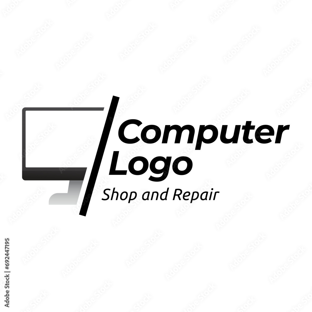 Desktop computer logo design isolated on white background Stock Vector ...