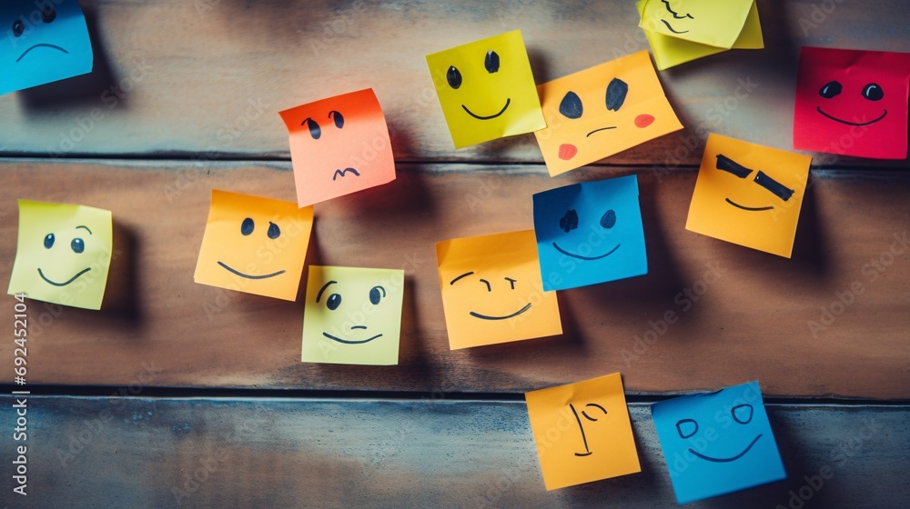 A depiction of different emotions and moods using sticky notes and ...